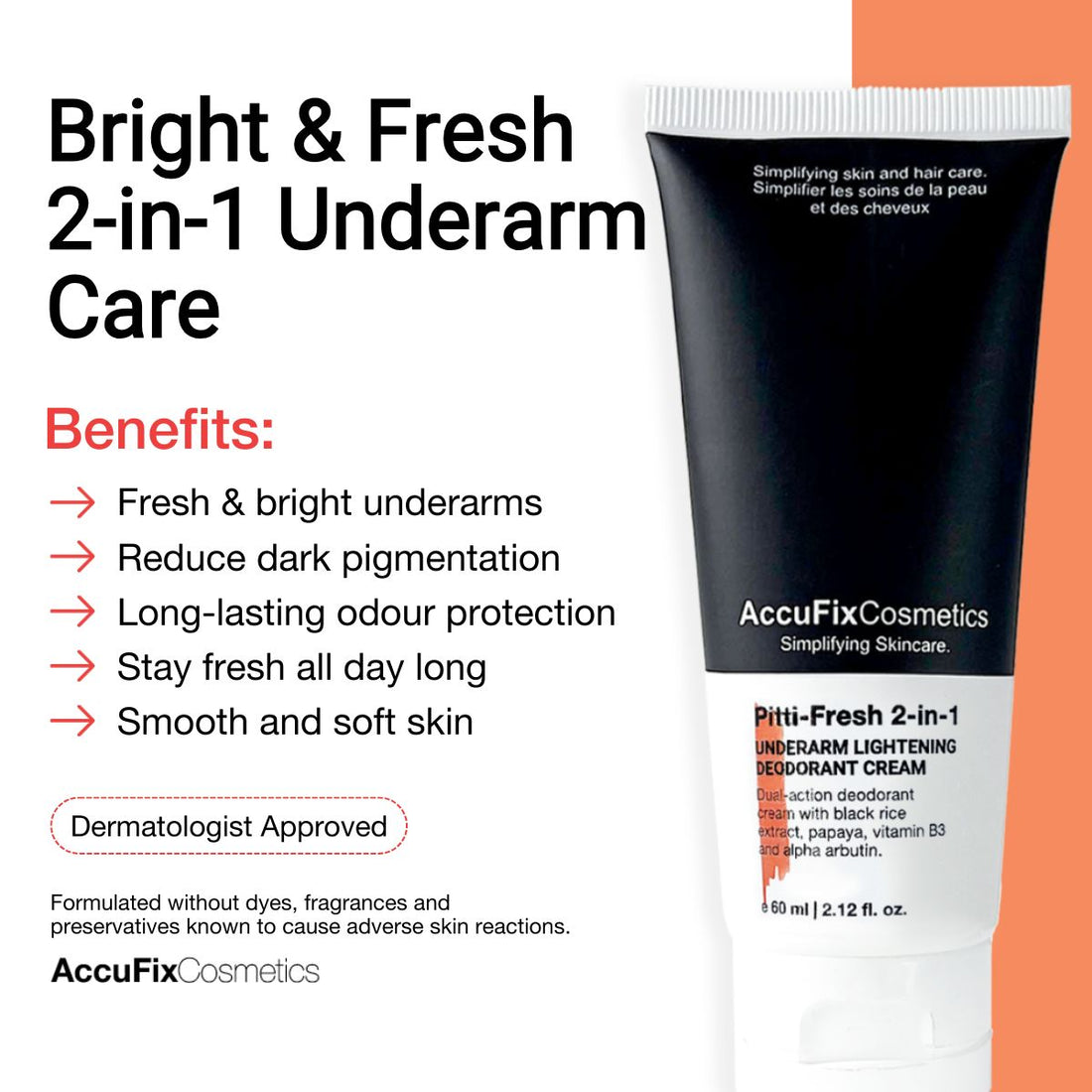 AccuFix Pitti-Fresh 2-in-1 Underarm Lightening Deodorant Cream ...