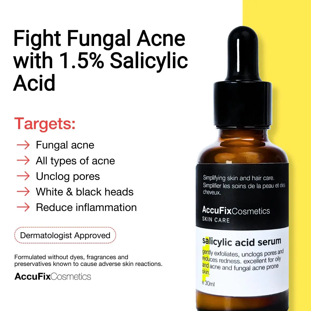 1.5% Salicylic Acid Serum for Acne & Fungal Acne | AccuFix Cosmetics